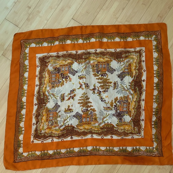 Accessories | Vintage Silk Asian Theme Scarf | Poshmark